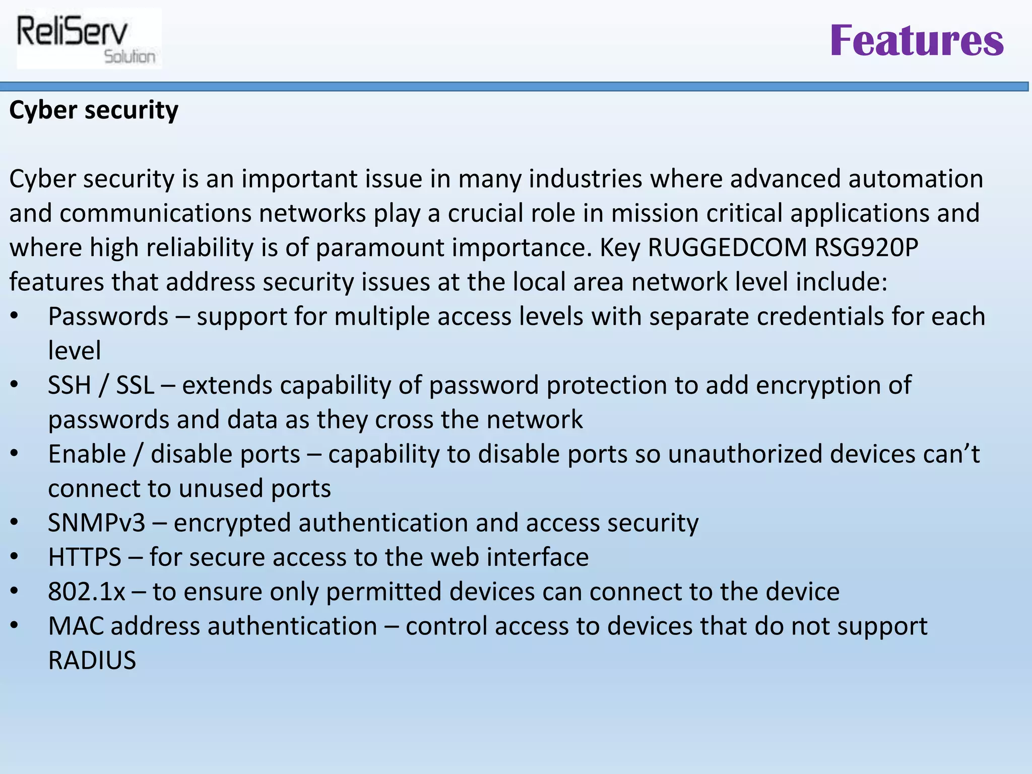 RUGGEDCOM RSG920P compact switch | PDF
