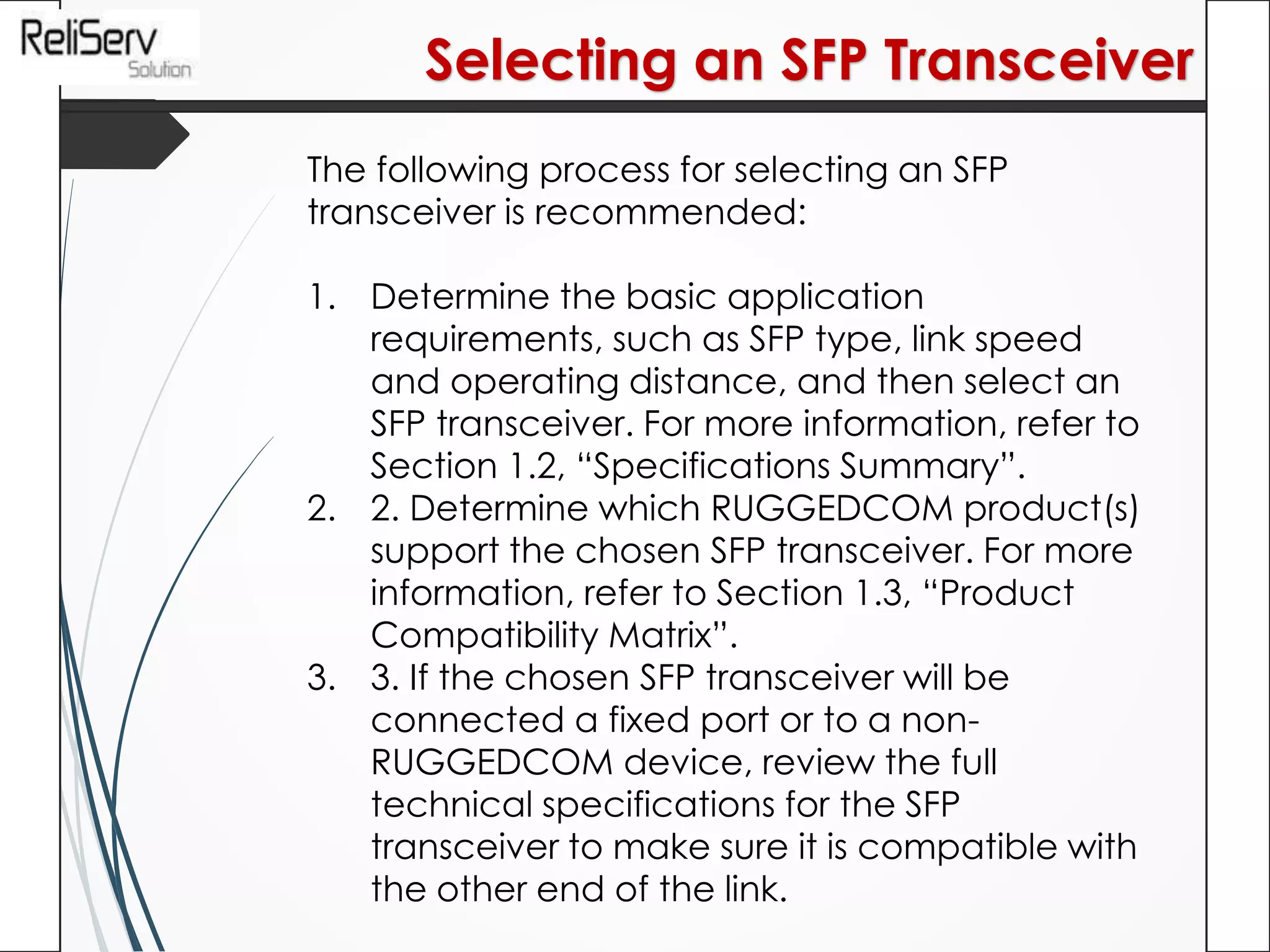 RUGGEDCOM SFPs accessories | PDF