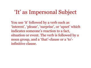 'It' as impersonal subject | PPT