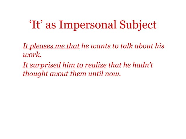 'It' as impersonal subject | PPT | Weather | Science