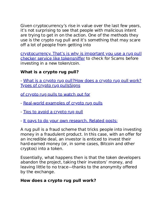Eazy ways to spot a crypto rug pull scams | PDF | Free Download