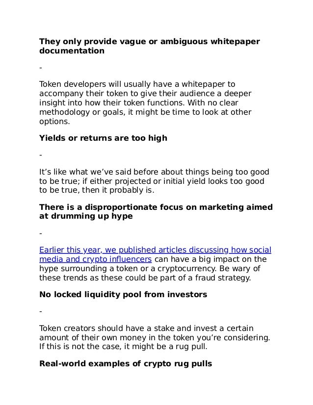 Eazy ways to spot a crypto rug pull scams | PDF