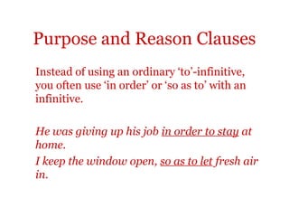 Purpose and reason clauses | PPT