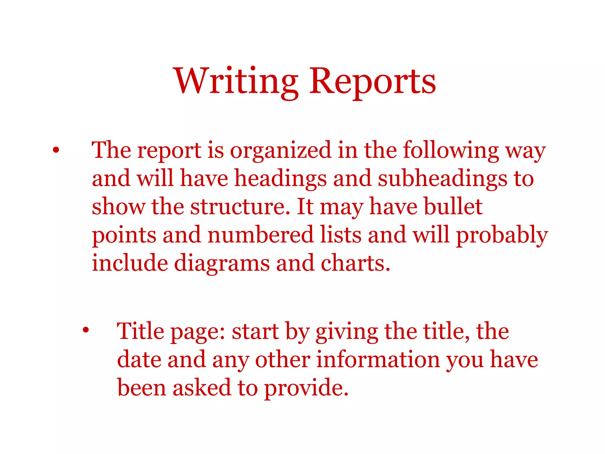 Report writing | PPT