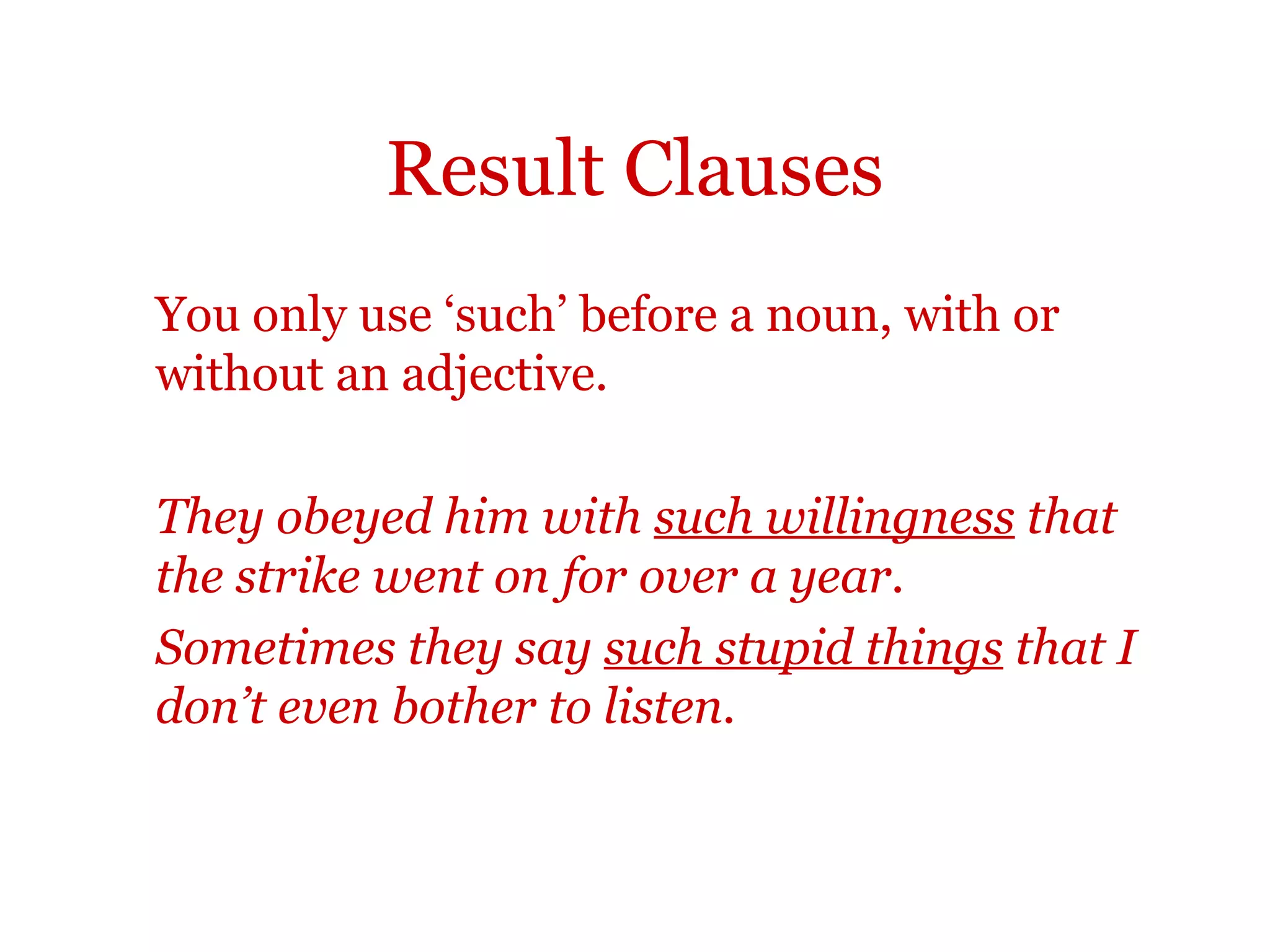 Result clauses | PPT
