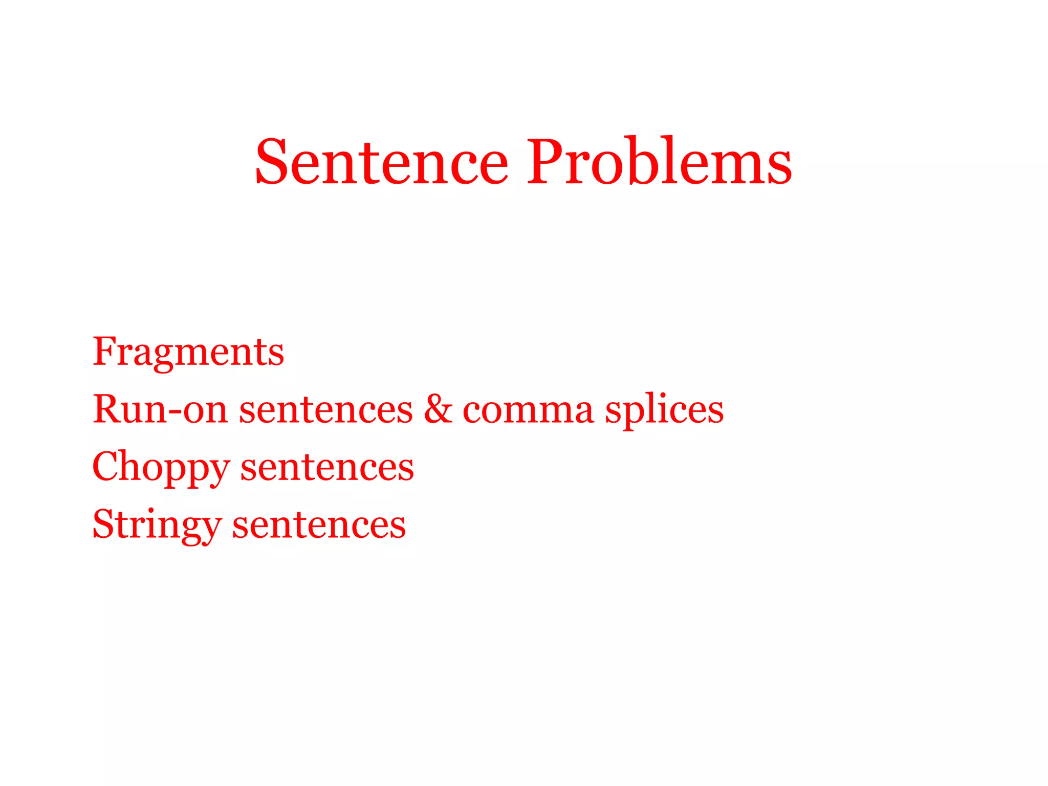 Sentence problems | PPT