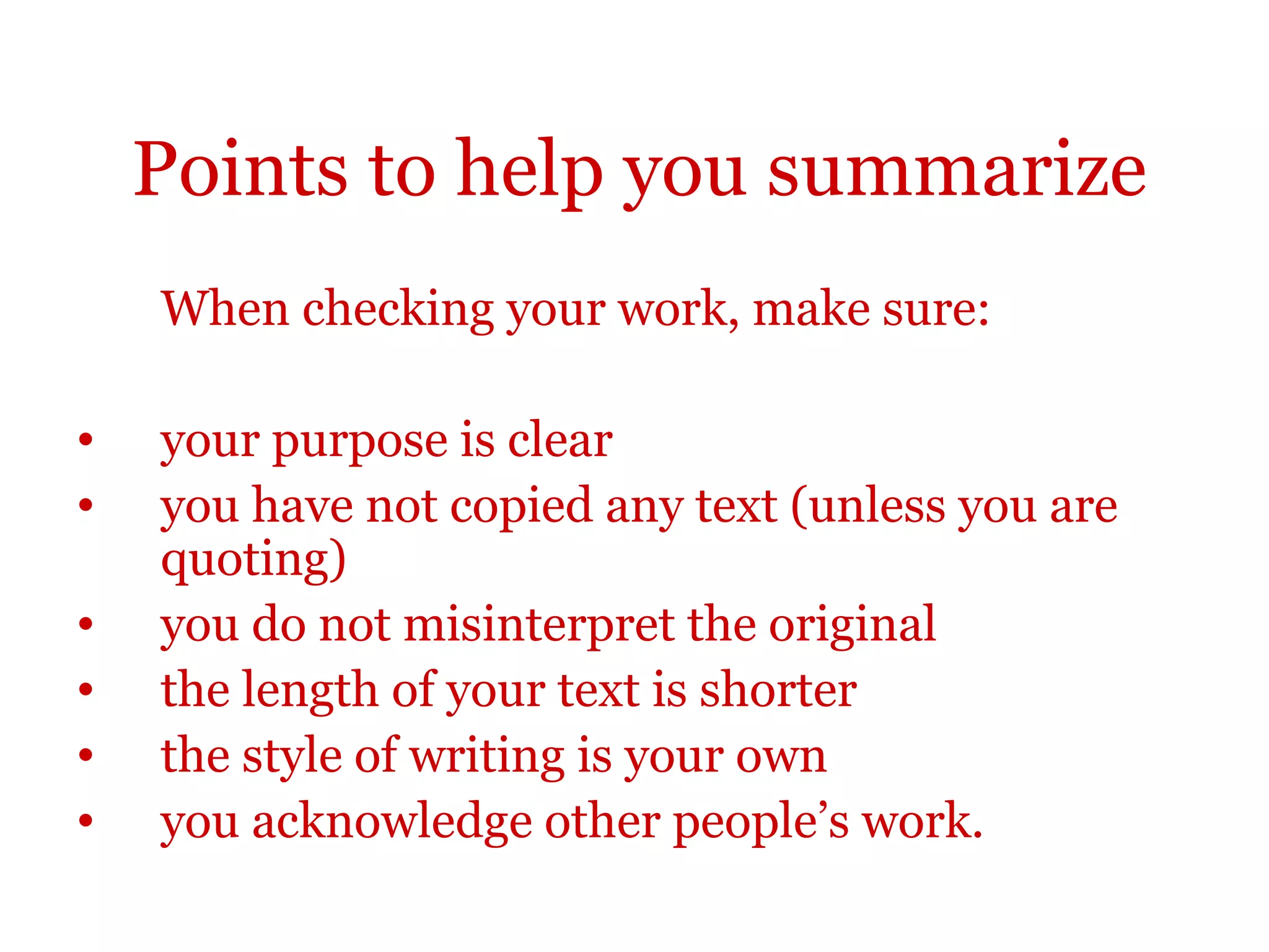 Summarizing, paraphrasing, synthesizing | PPT