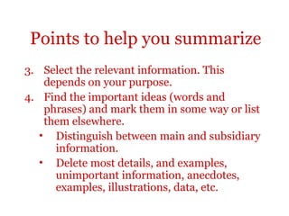 Summarizing, paraphrasing, synthesizing | PPT