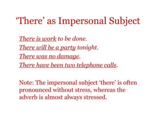 'There' as impersonal subject | PPT