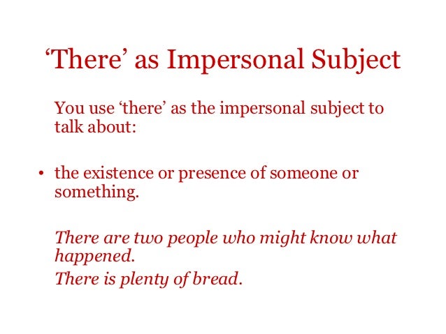 'There' as impersonal subject
