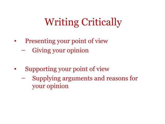 Writing critically (self-study version) | PPT