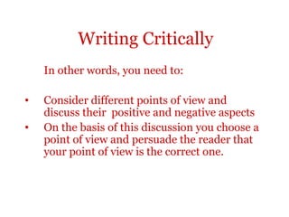 Writing critically (self-study version) | PPT