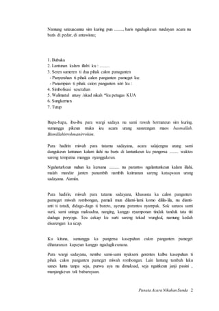 Panata Acara Nikahan Sunda (Ruhilatul ilma 434334032018016) | DOCX