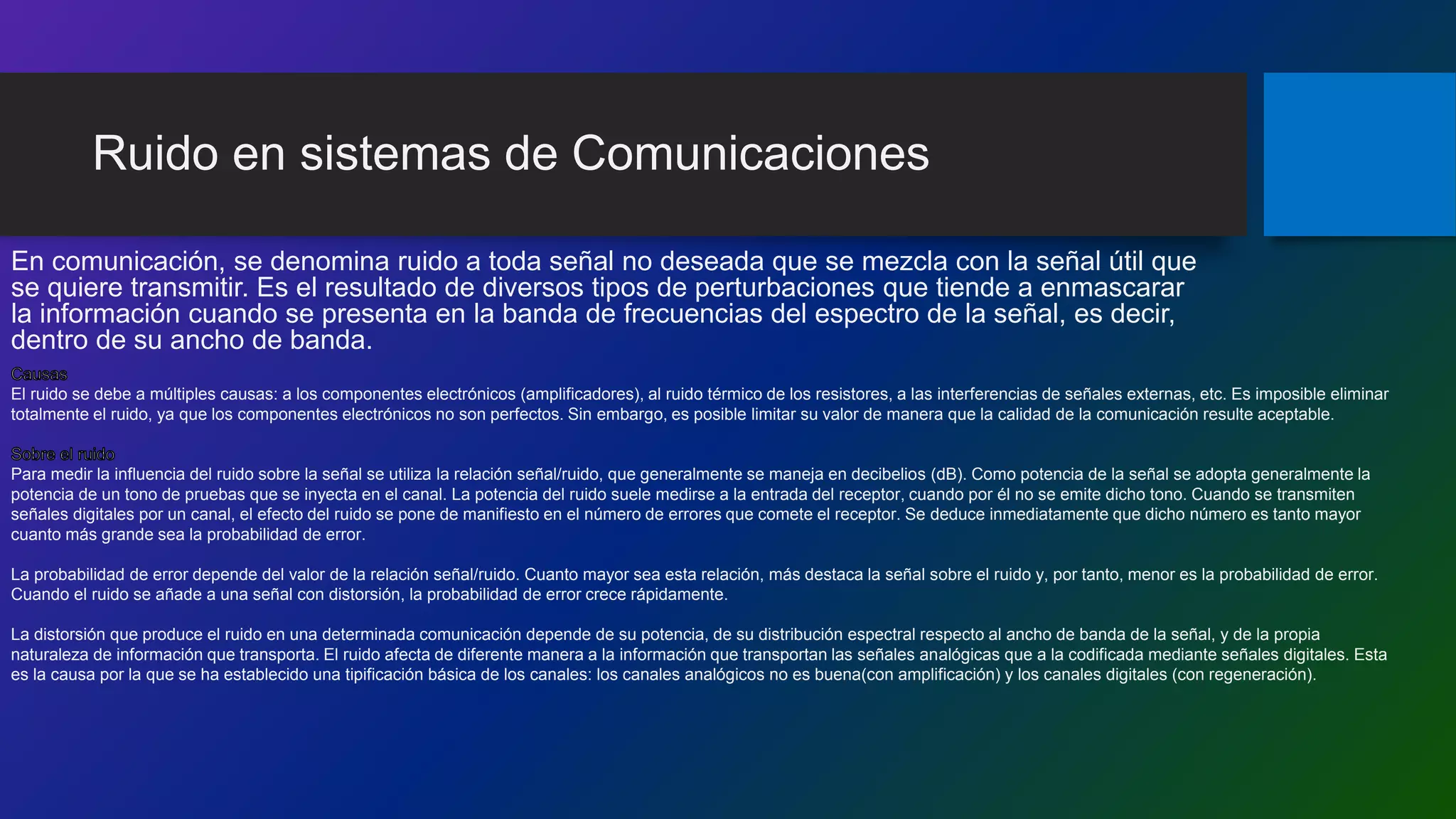 Ruido en sistemas de comunicaciones | PPTX