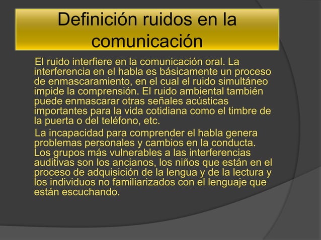 Ruidos En La Comunicacion | PPT