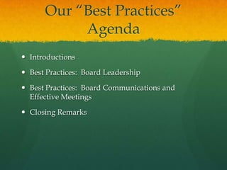 Board of Directors Best Practices | PPTX