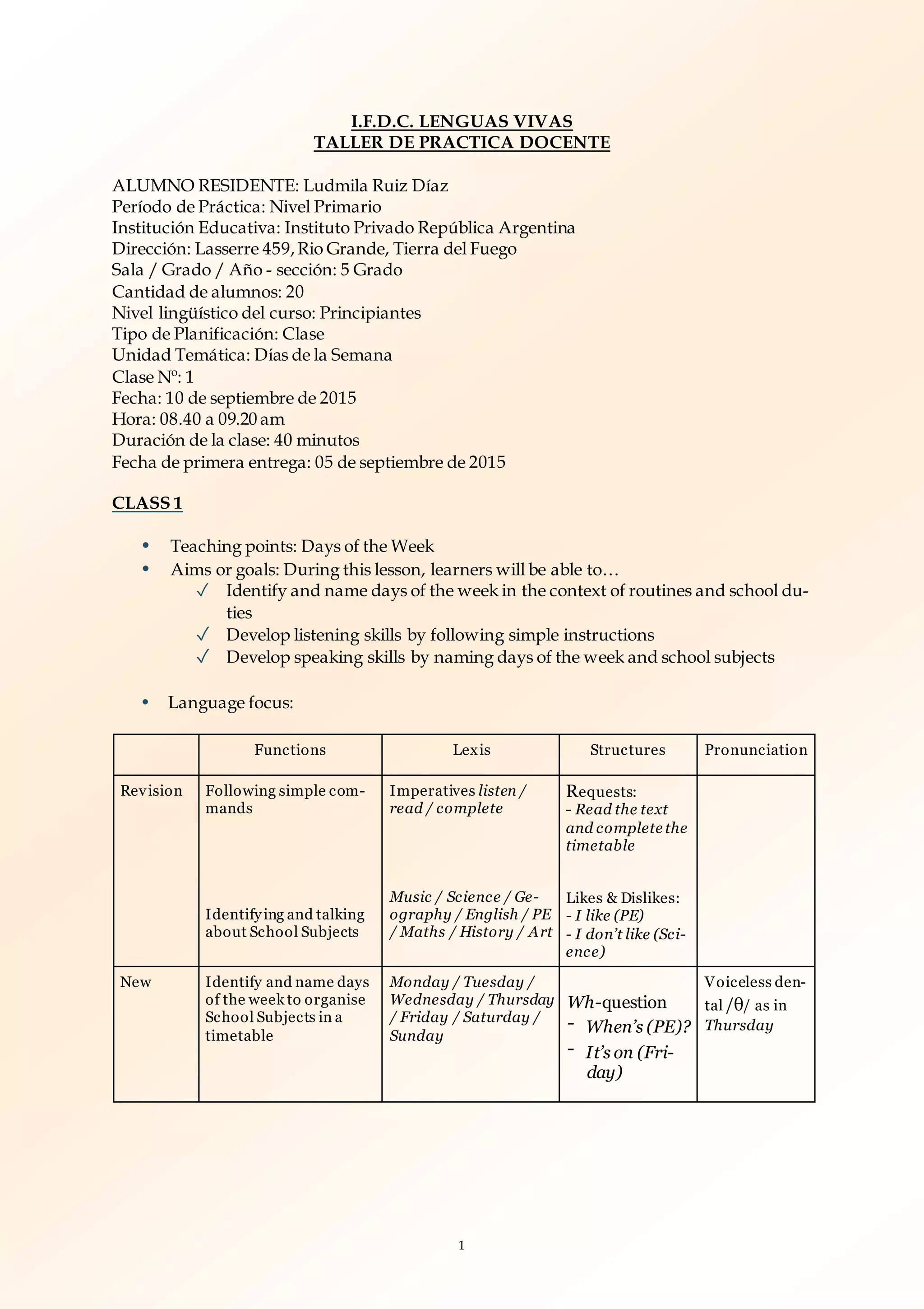 Primary Lesson 1 | PDF