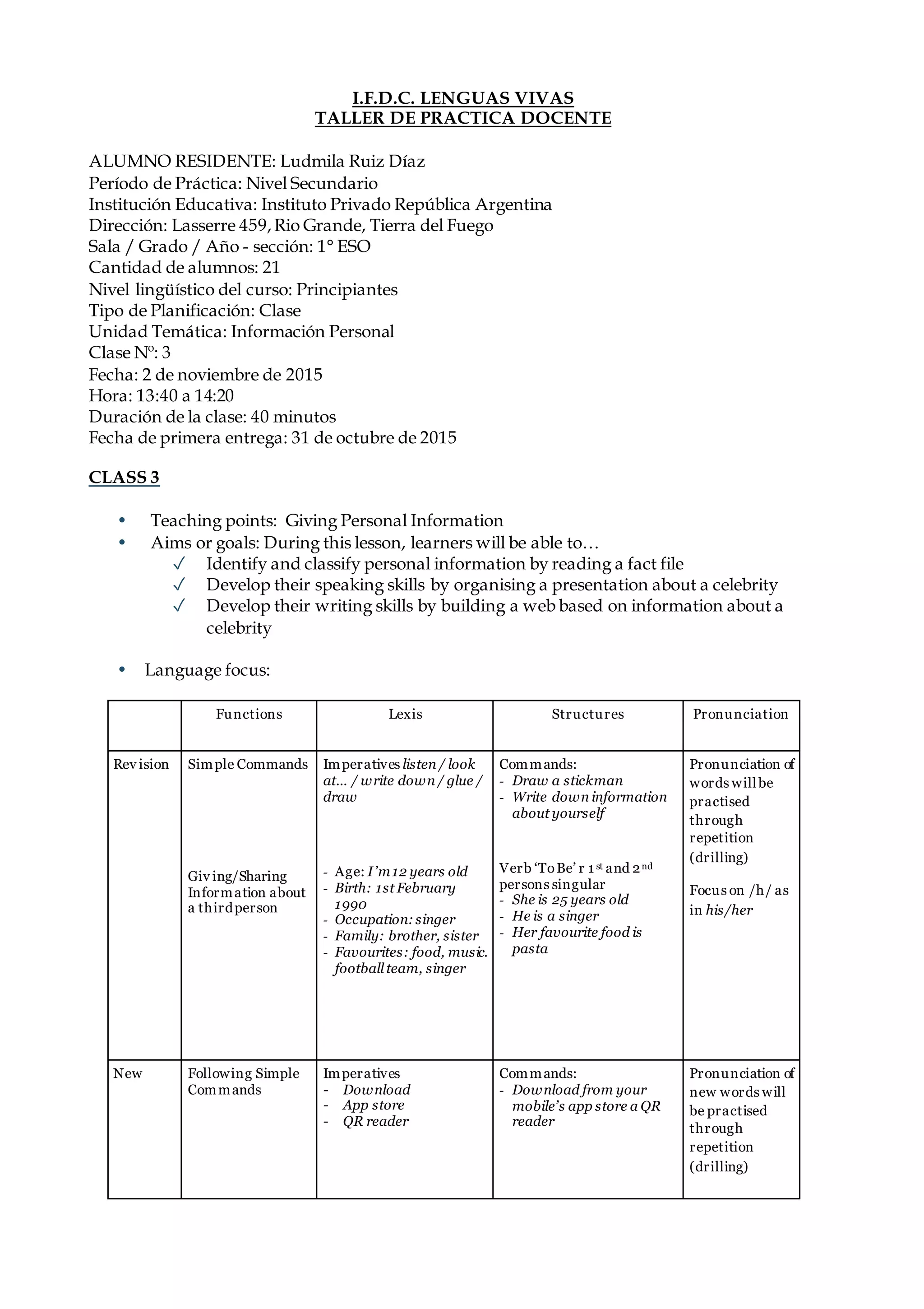Secondary: Lesson Plan 3 | PDF
