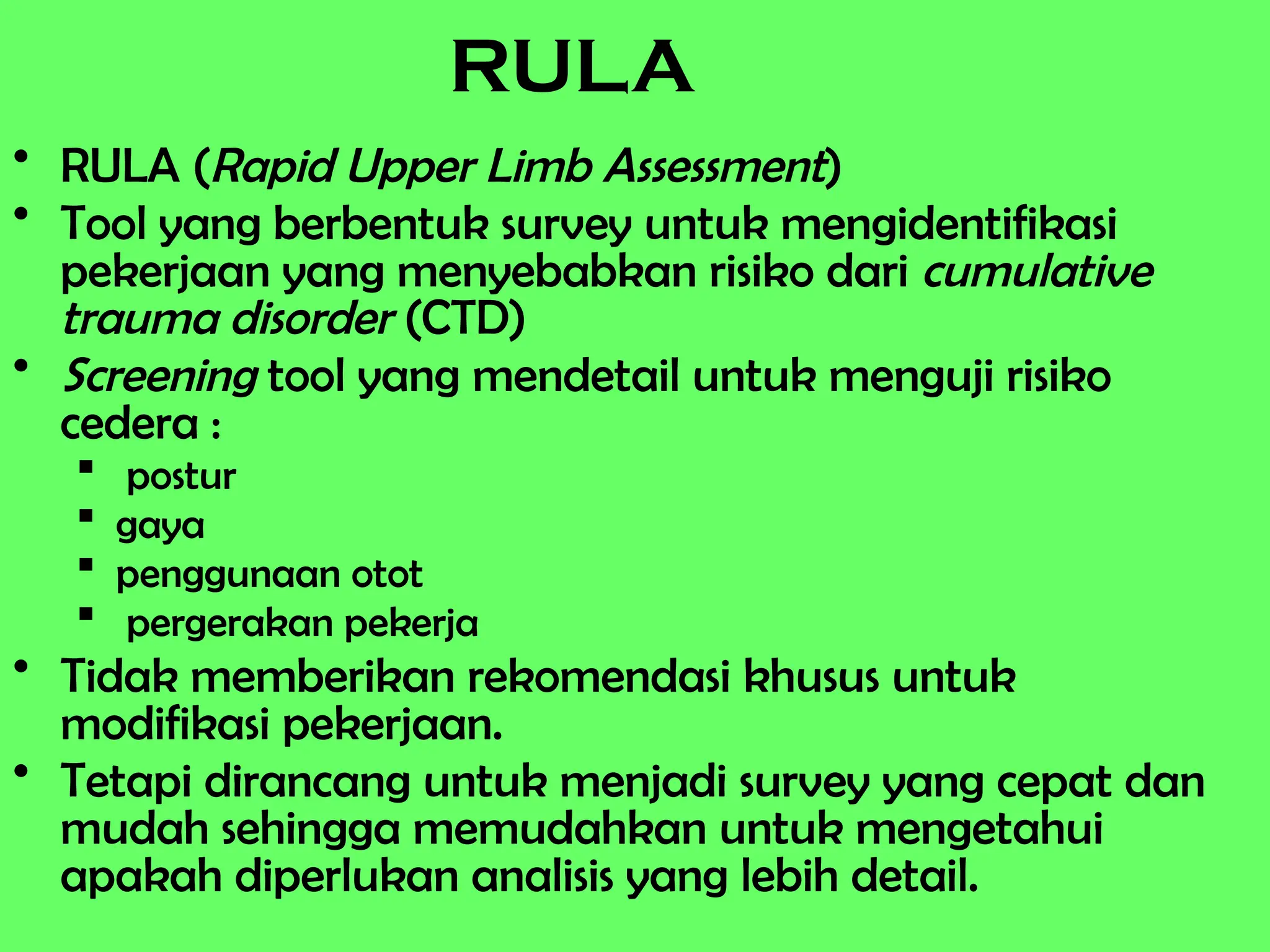 Identifikasi Penilaian Postur Kerja NBMs | PPSX