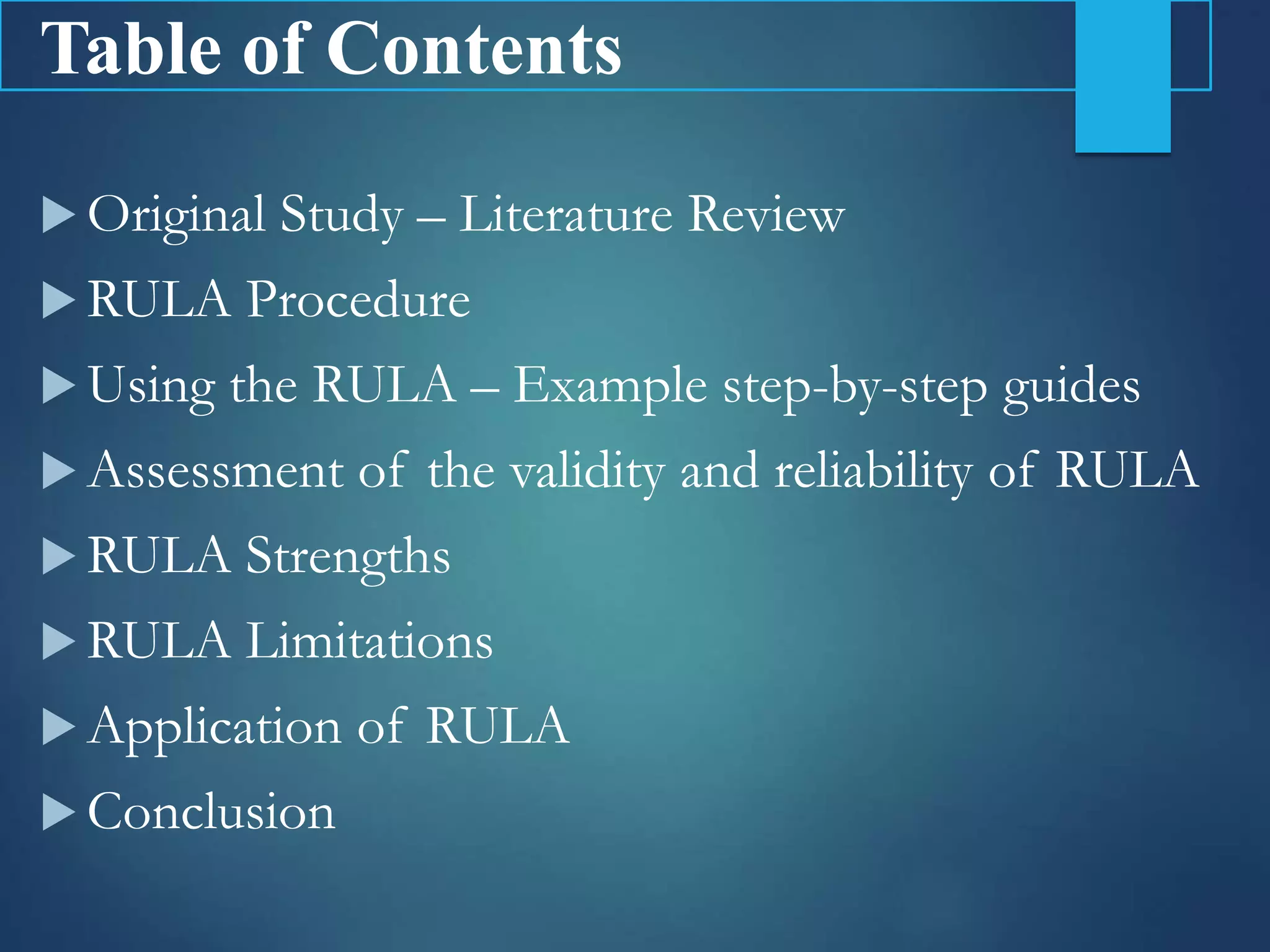 Rapid Upper Limb Assessment (RULA) - Human Factors | PPTX