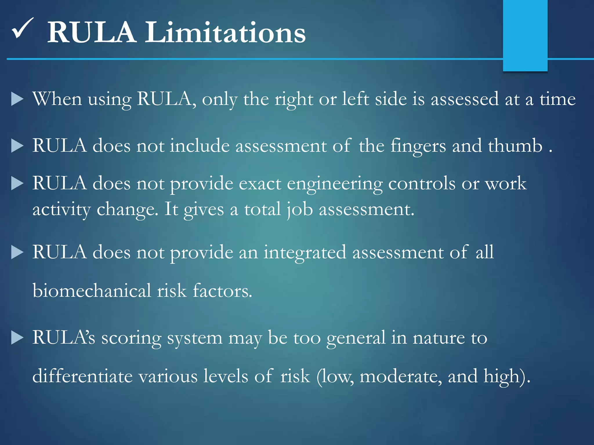 Rapid Upper Limb Assessment (RULA) - Human Factors | PPTX