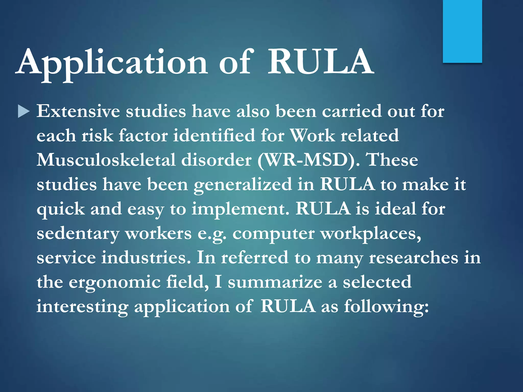 Rapid Upper Limb Assessment (RULA) - Human Factors | PPTX