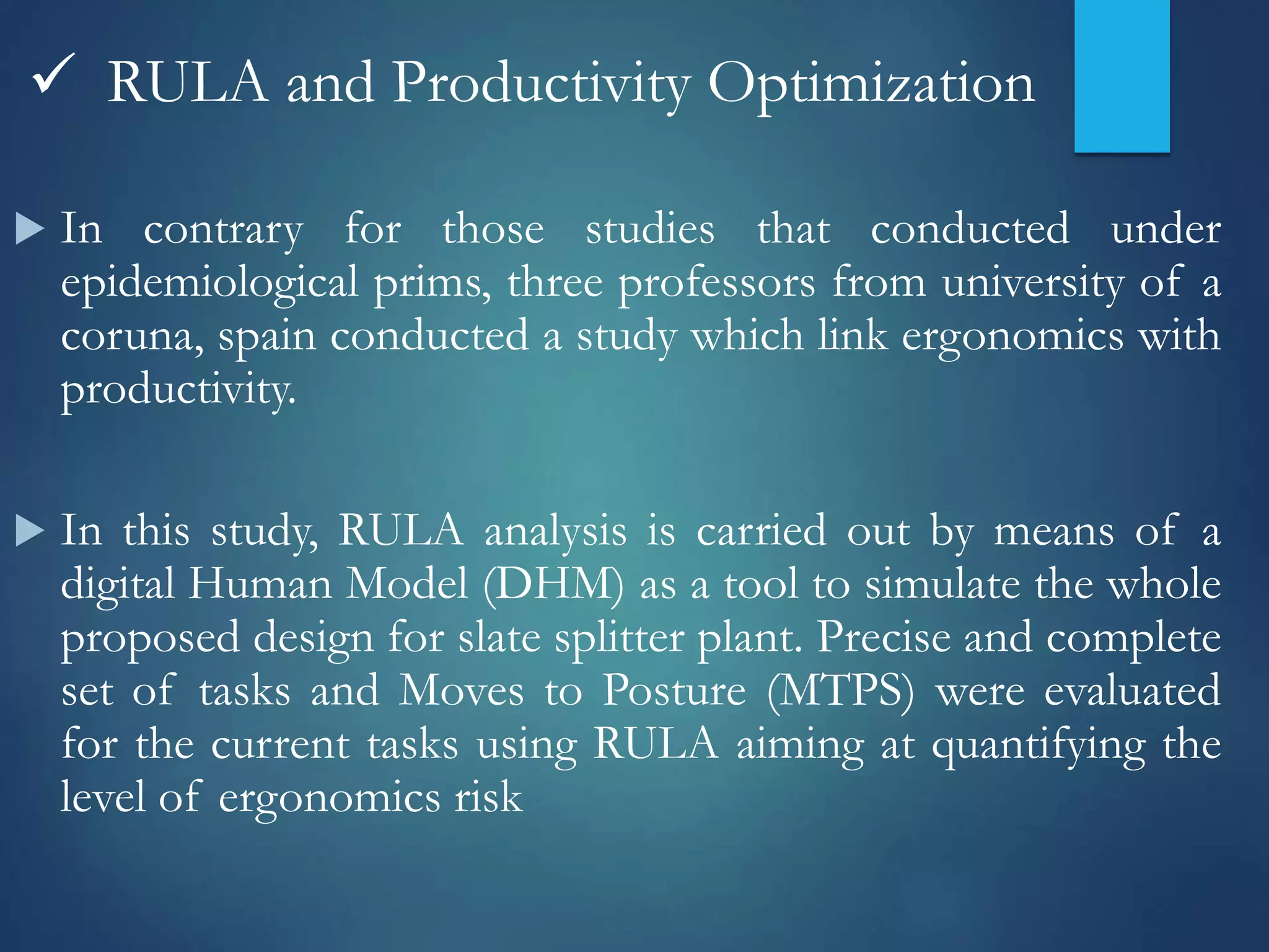 Rapid Upper Limb Assessment (RULA) - Human Factors | PPTX