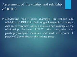 Rapid Upper Limb Assessment (RULA) - Human Factors | PPTX