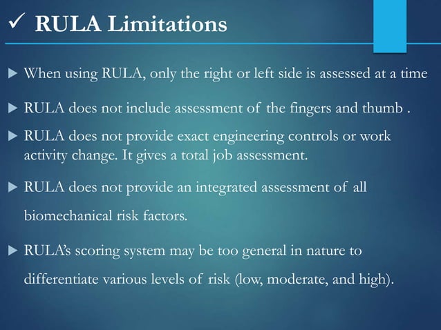 Rapid Upper Limb Assessment (RULA) - Human Factors | PPTX | Physical ...