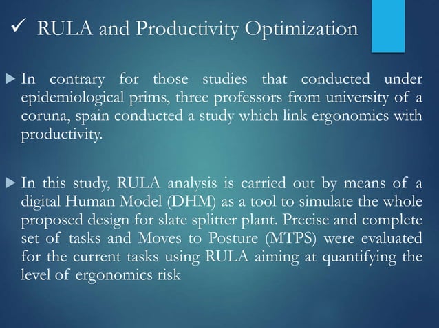 Rapid Upper Limb Assessment (RULA) - Human Factors | PPTX | Physical ...