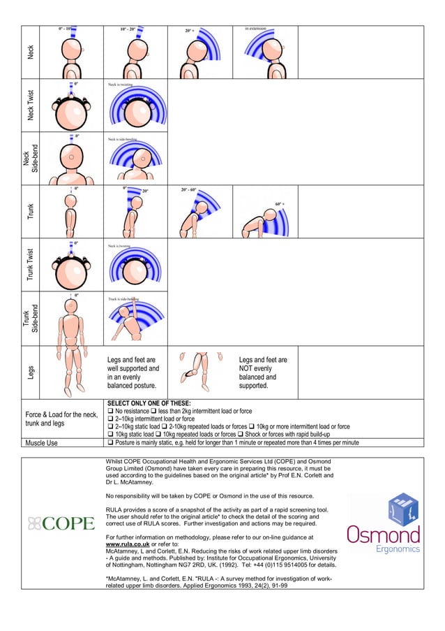 Rula sheet | PDF | Foot Health | Diseases and Conditions