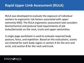 RULA - Rapid Upper Limb Assessment | PDF