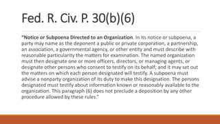 Rule 30(b)(6) Depositions: The Basics and Beyond | PPTX