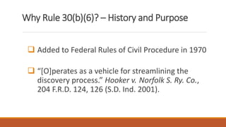 Rule 30(b)(6) Depositions: The Basics and Beyond | PPTX