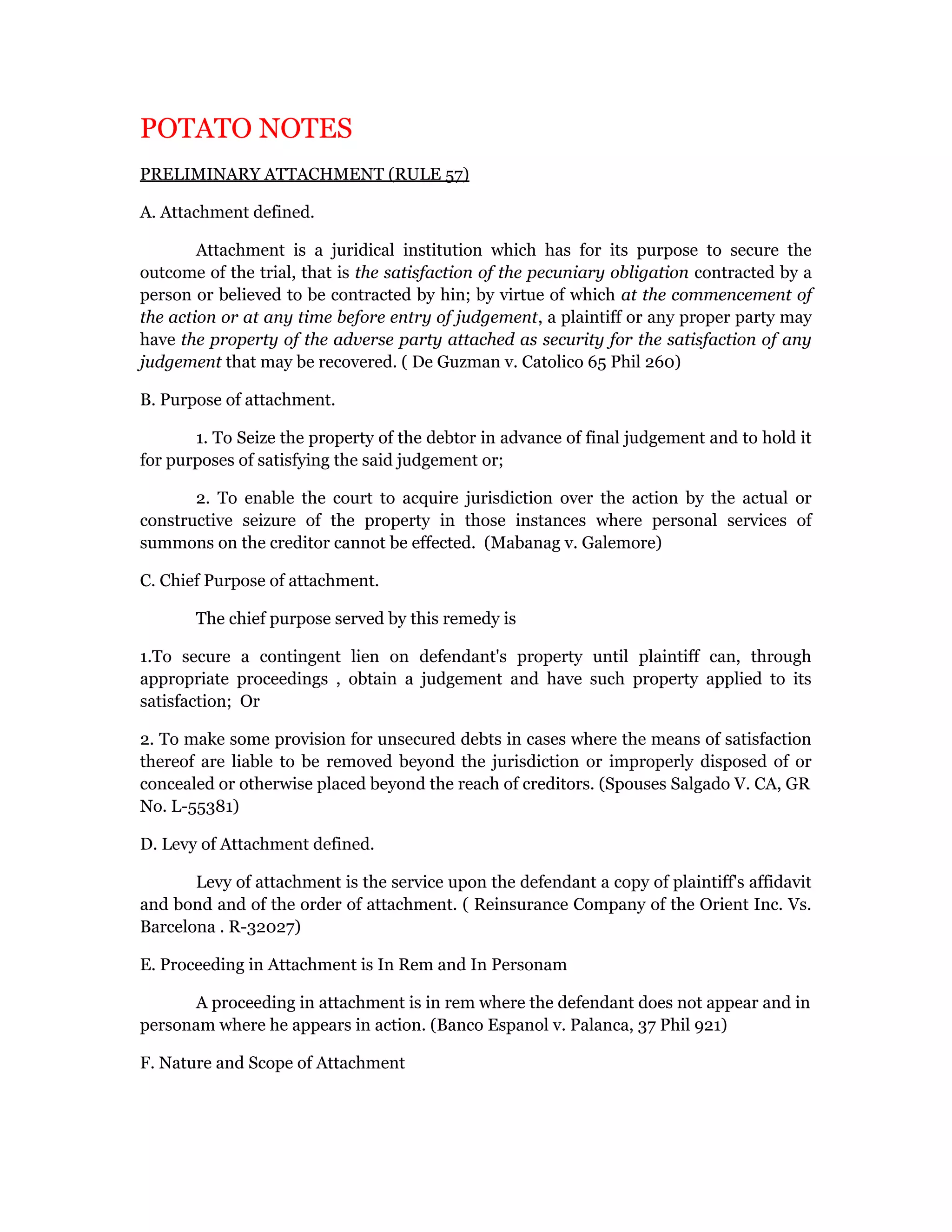 Remedial Law Rule 57 preliminary attachment | PDF