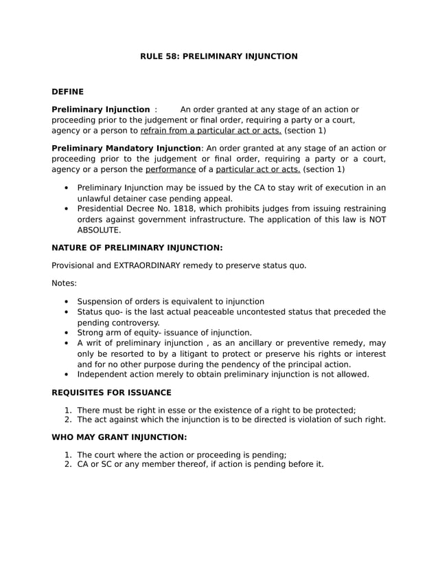Remedial Law Rule 58 estopia notes part1 | PDF