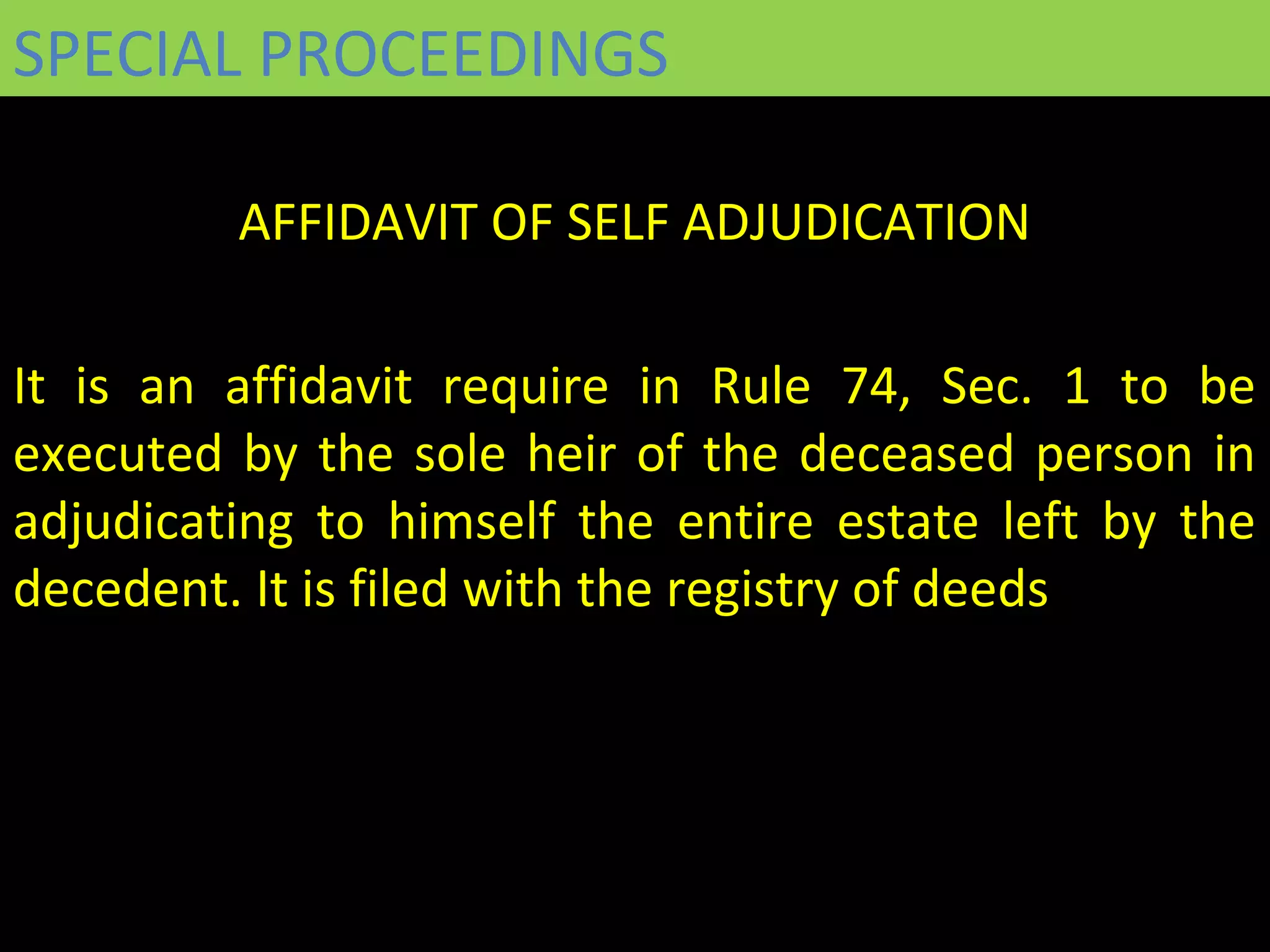 Rule 74 SUMMARY SETTLEMENT OF ESTATES | PPT