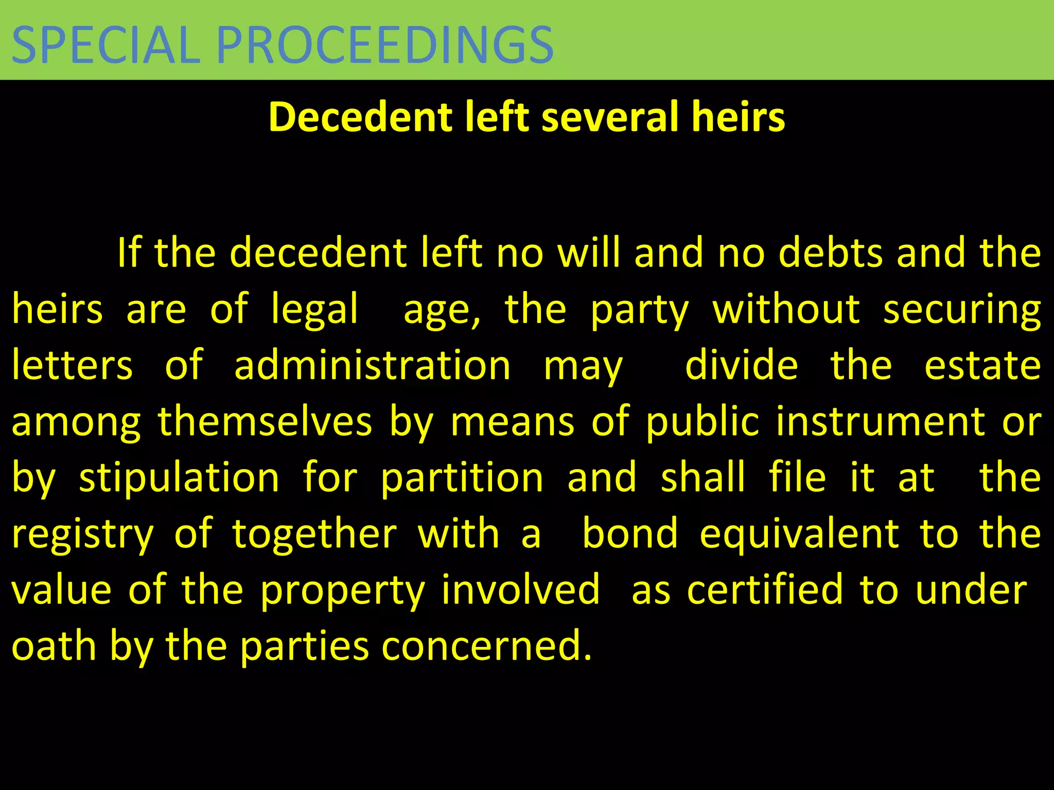Rule 74 SUMMARY SETTLEMENT OF ESTATES | PPT