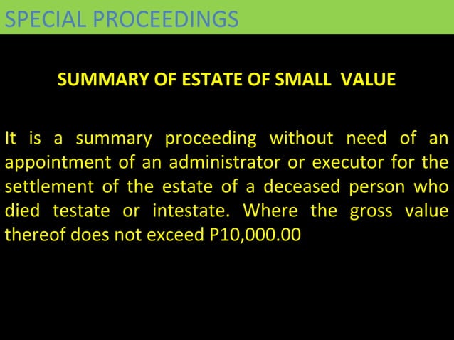 Rule 74 SUMMARY SETTLEMENT OF ESTATES | PPT | Law