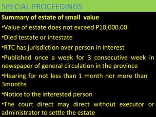 Rule 74 SUMMARY SETTLEMENT OF ESTATES | PPT