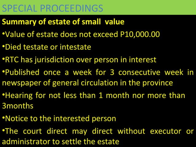 Rule 74 SUMMARY SETTLEMENT OF ESTATES | PPT | Law