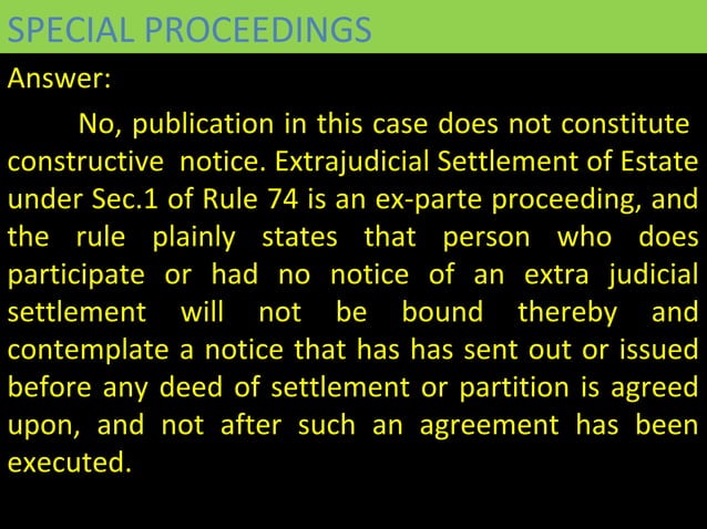 Rule 74 SUMMARY SETTLEMENT OF ESTATES | PPT | Law
