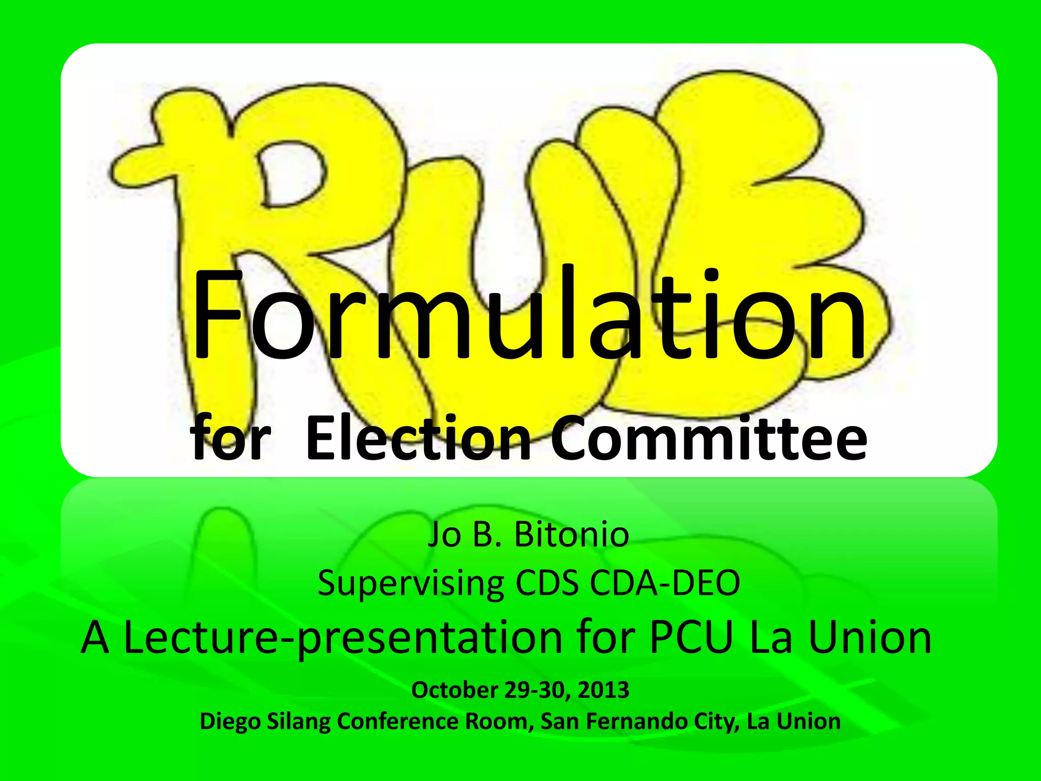 Rule Formulation for the Election Committee | PDF