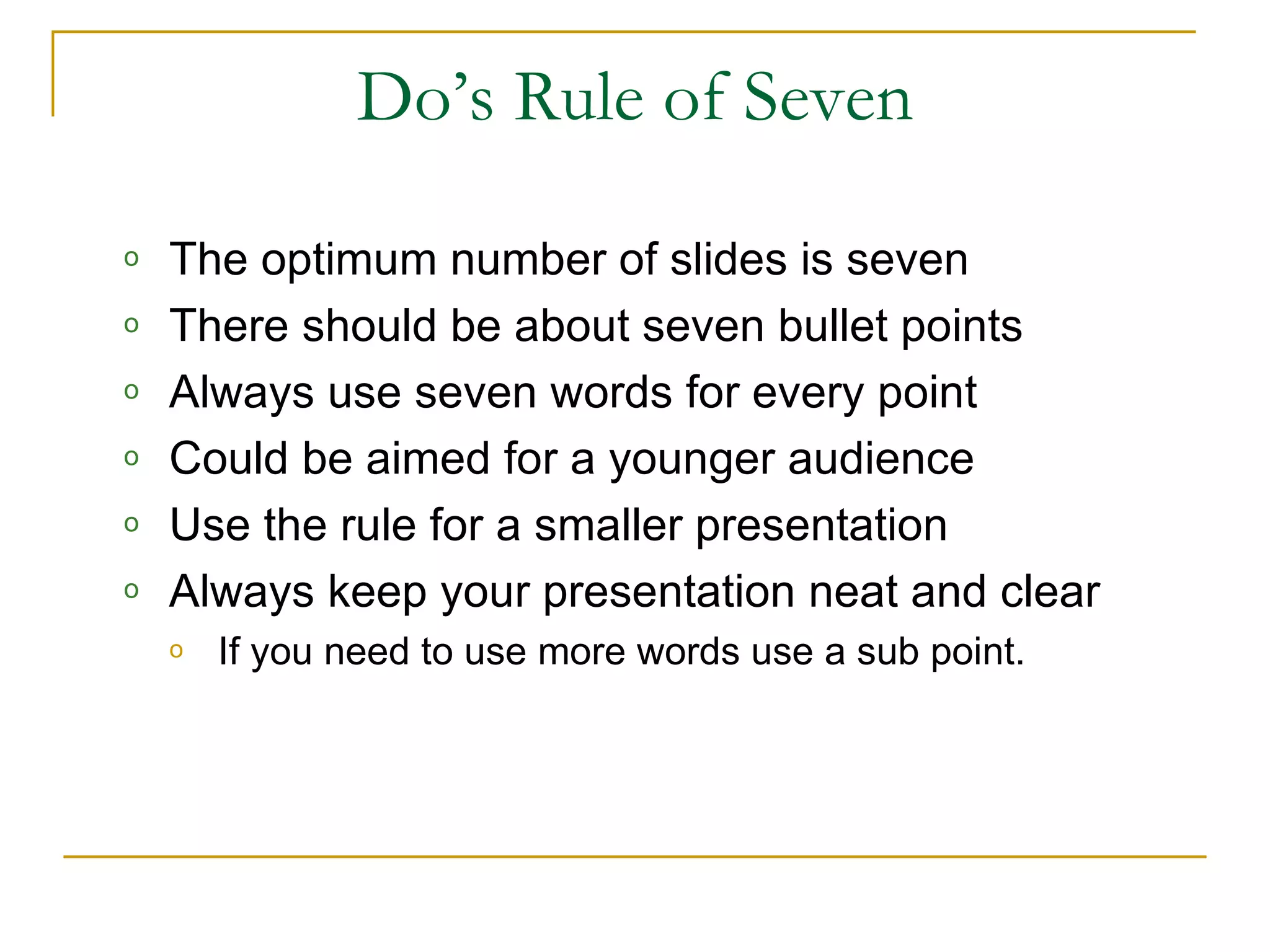 Rule Of 7 & Rule Of 10 | PPT