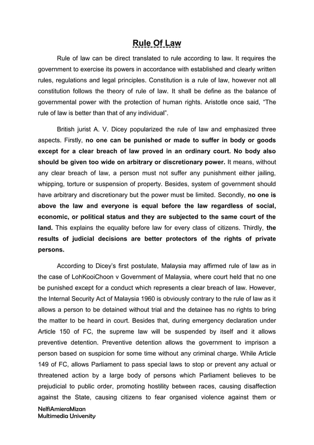 Rule of law | DOCX | Political Issues & policy | Politics