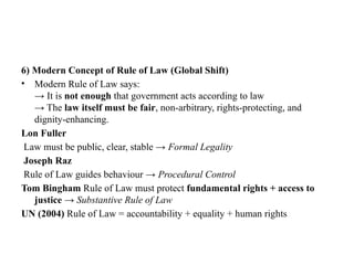 Rule of Law- ‘Formal’ and substantive version | PPTX