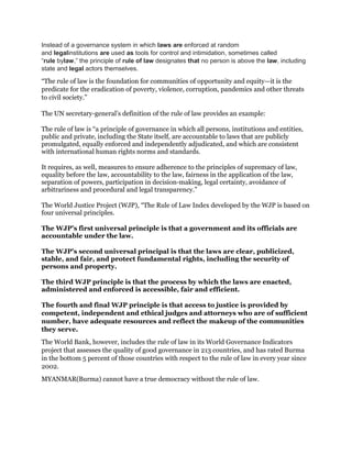 RULE OF LAW IN MYANMAR AND CURRENT SITUATION 2018 | PDF