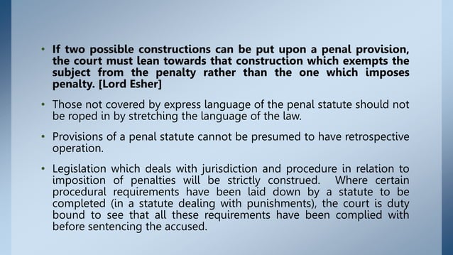 Rule of Strict Interpretation (Penal and Tax Statutes).pptx | Law
