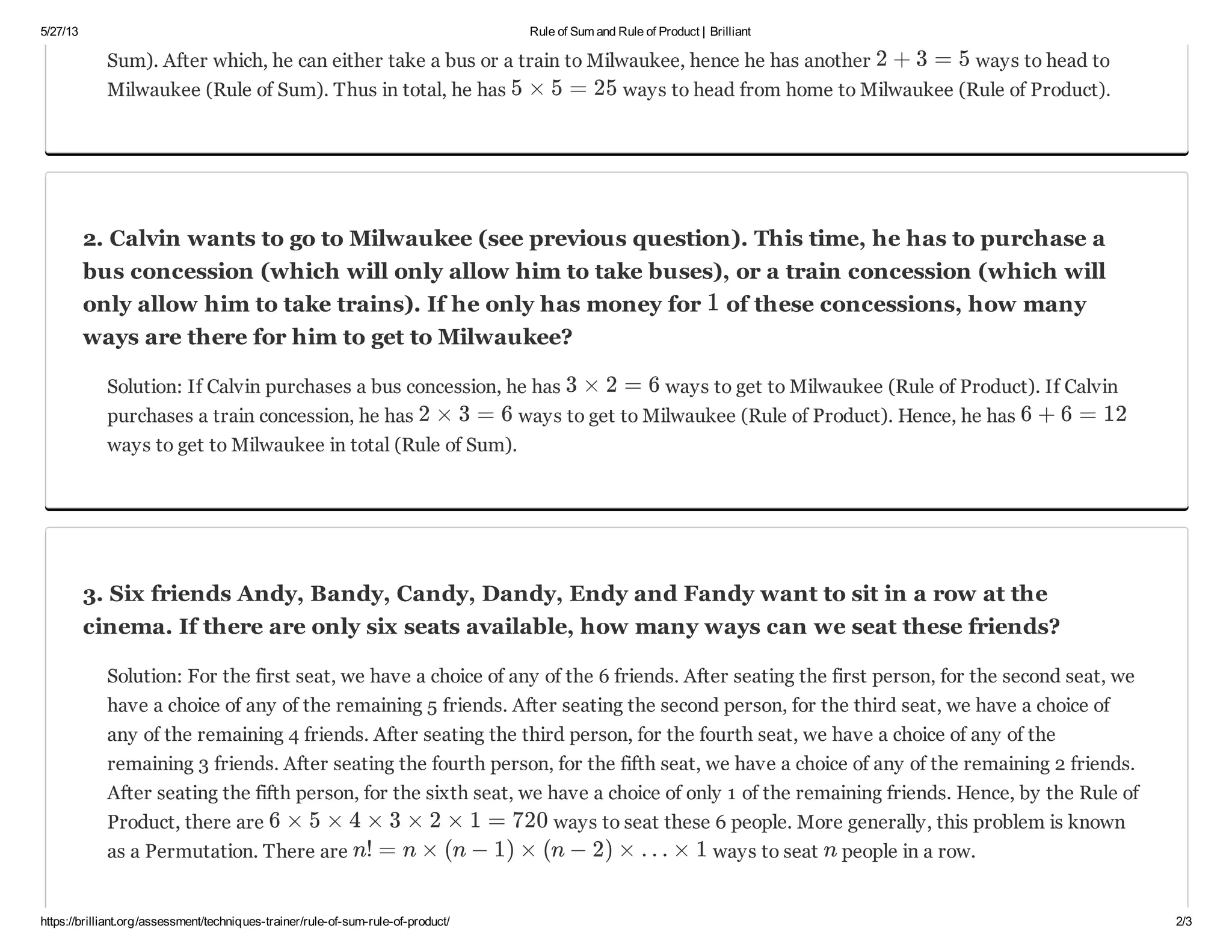 Rule of sum and rule of product | PDF