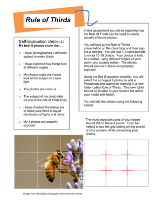 Rule of thirds assignment handout | DOCX